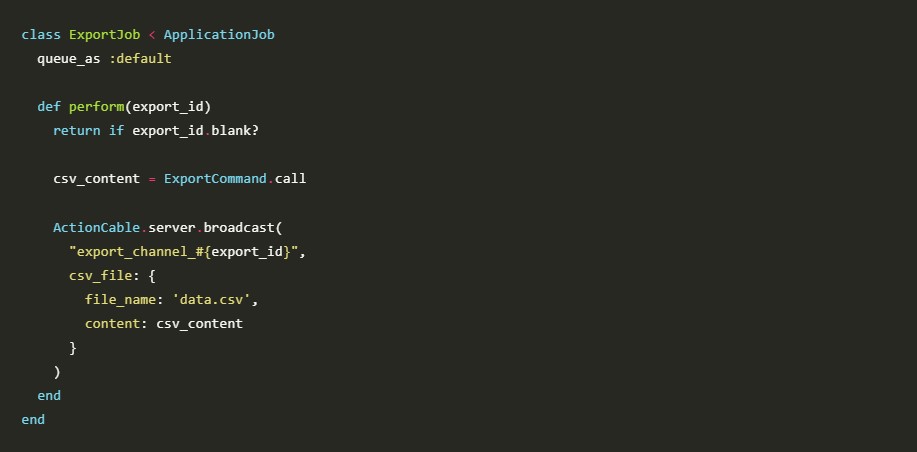 Export big csv with Rails Active Job and Action Cable - Floating Cube Studios